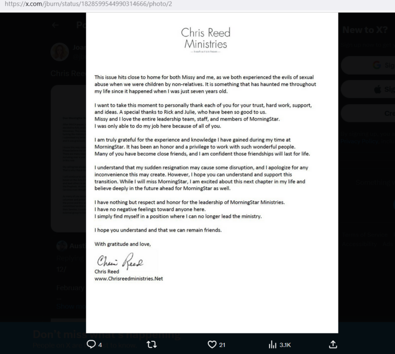 Breaking News: Chris Reed Steps Down from MorningStar Ministries ...