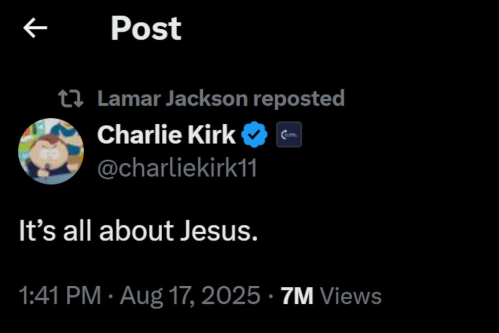 'It's All About Jesus': Lamar Jackson and Charlie Kirk Inspire Millions ...