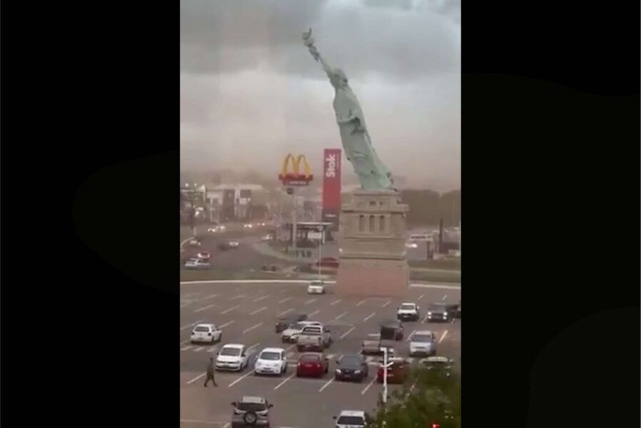Harbinger in the Storm? Statue of Liberty Replica Comes Crashing Down ...