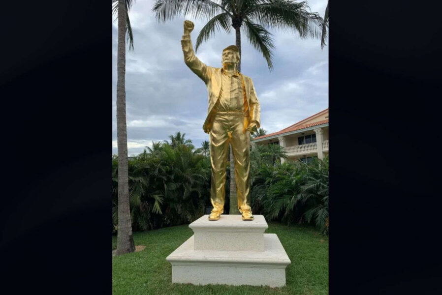 Massive Golden Trump Statue Appears at Trump Doral Ahead of Cadillac ...